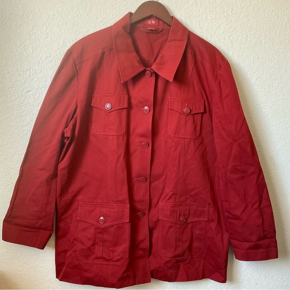 Jackets & Coats | Vintage Jacket Rue Blue Red Military Style Plus Size ...
